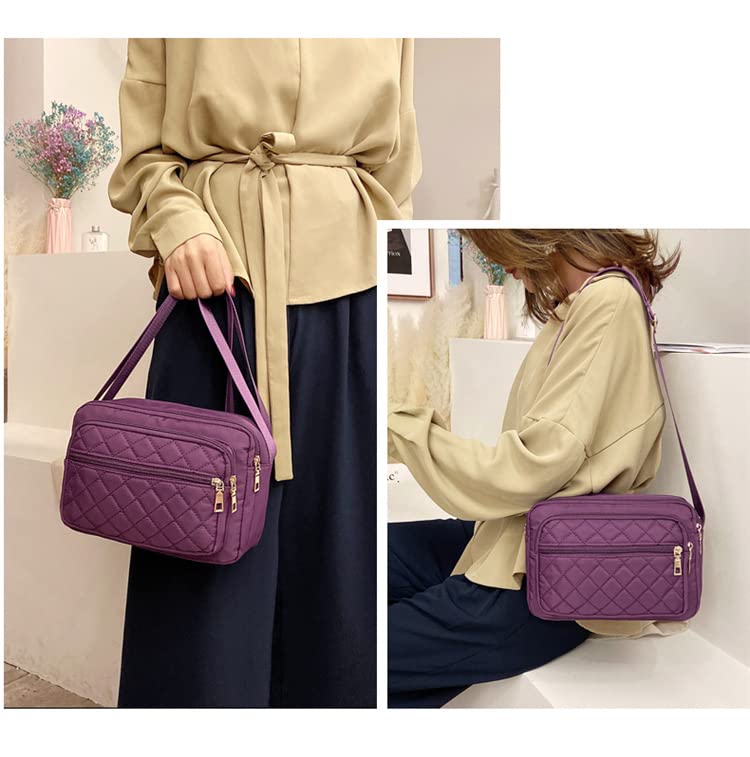 Sluxa Purple shoulder bag for women, Large women crossbody bag,Multi pockets purse pack for women.