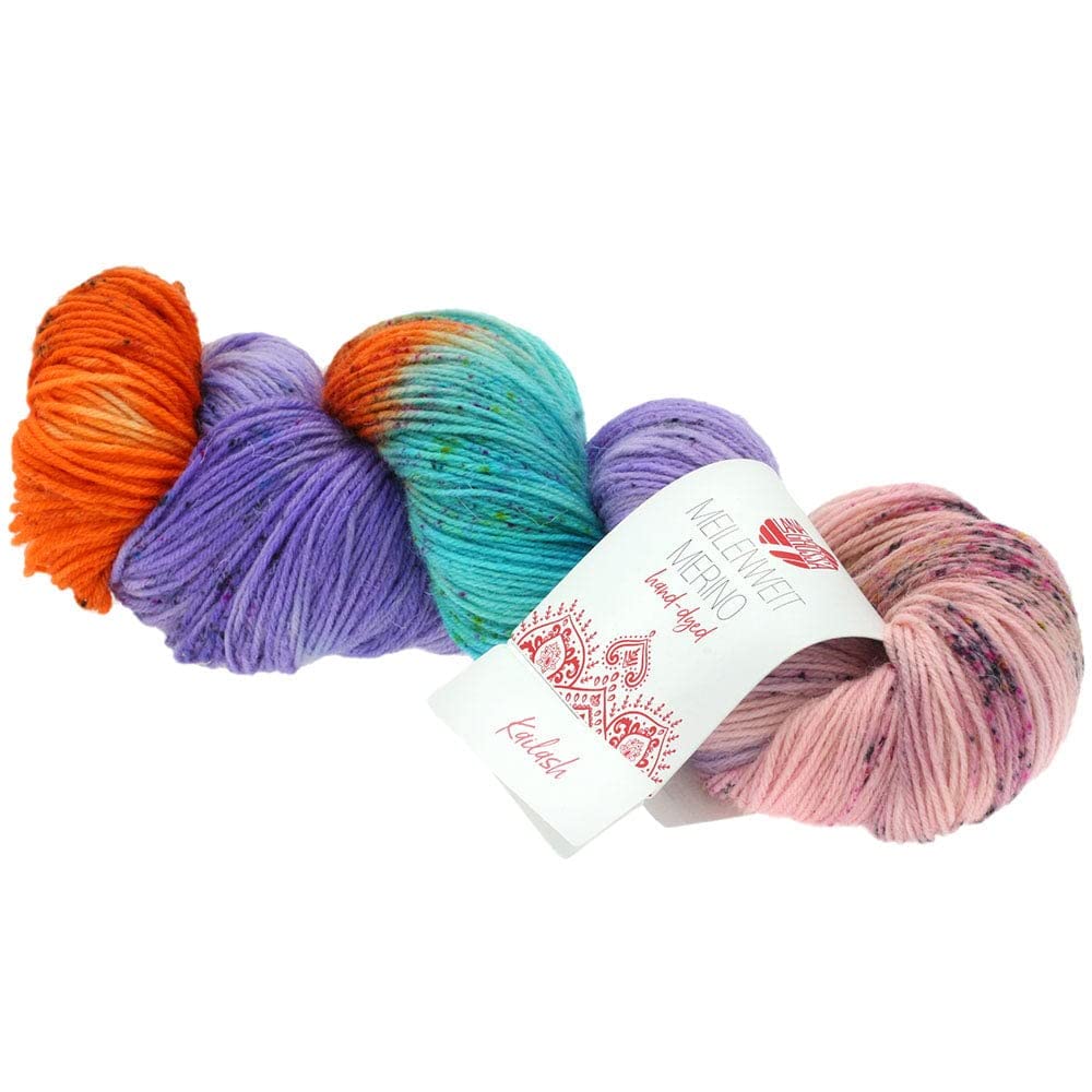 Lana Grossa Hand Dyed Meilenweit 100 Merino Rainbow Yarn, 614 Anuj