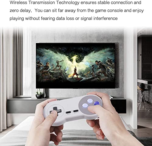 MODESLAB 2 Pack USB SNES Controller, PC Classic 2.4 GHz Super NES Retro Gamepad Compatible for PC Windows MAC Liunx Raspberry Pi - Purple