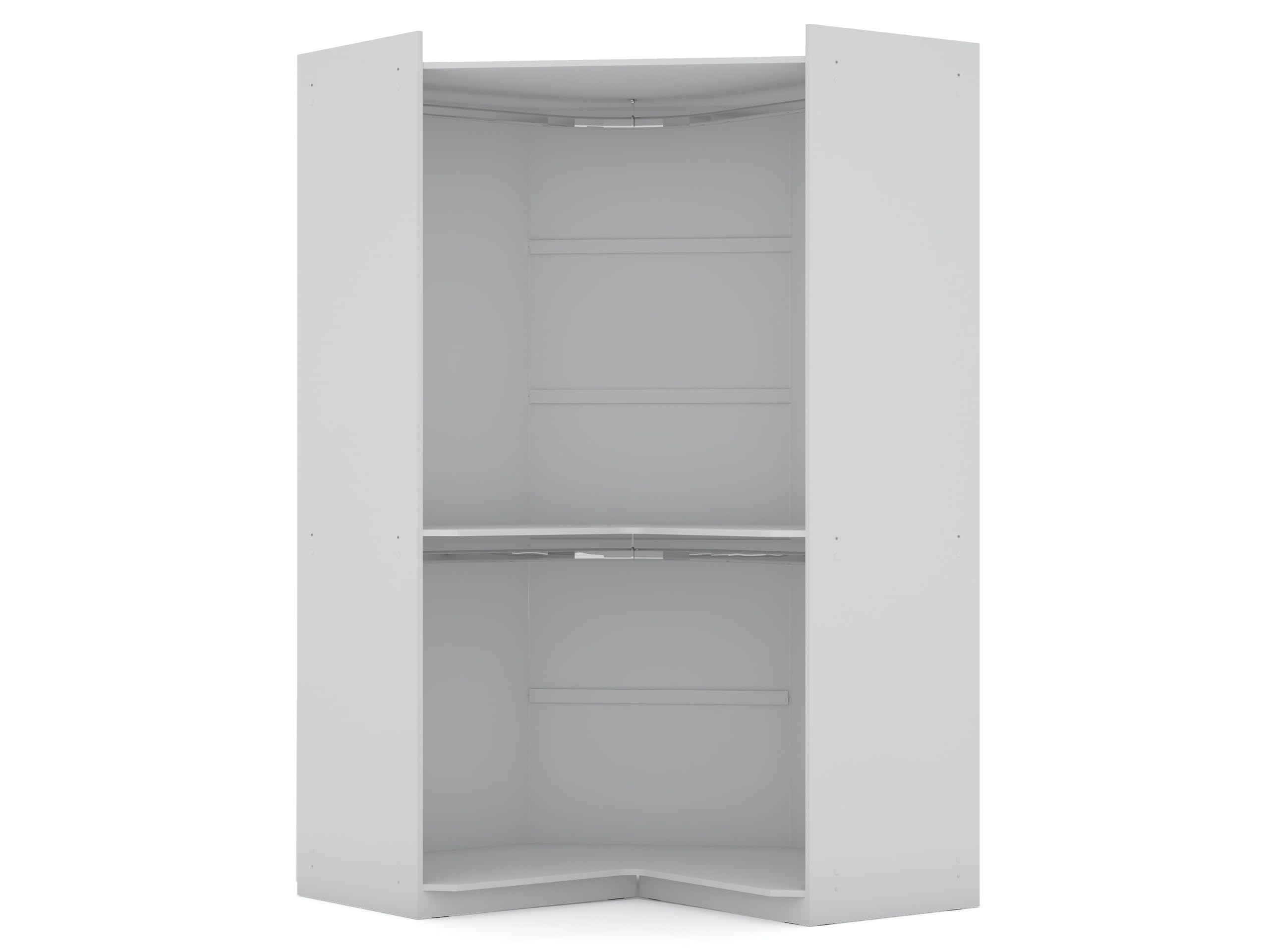 Manhattan Comfort Rockefeller Ultra Modern Open Corner Bedroom Closet with 2 Hanging Rods, 65.91", White