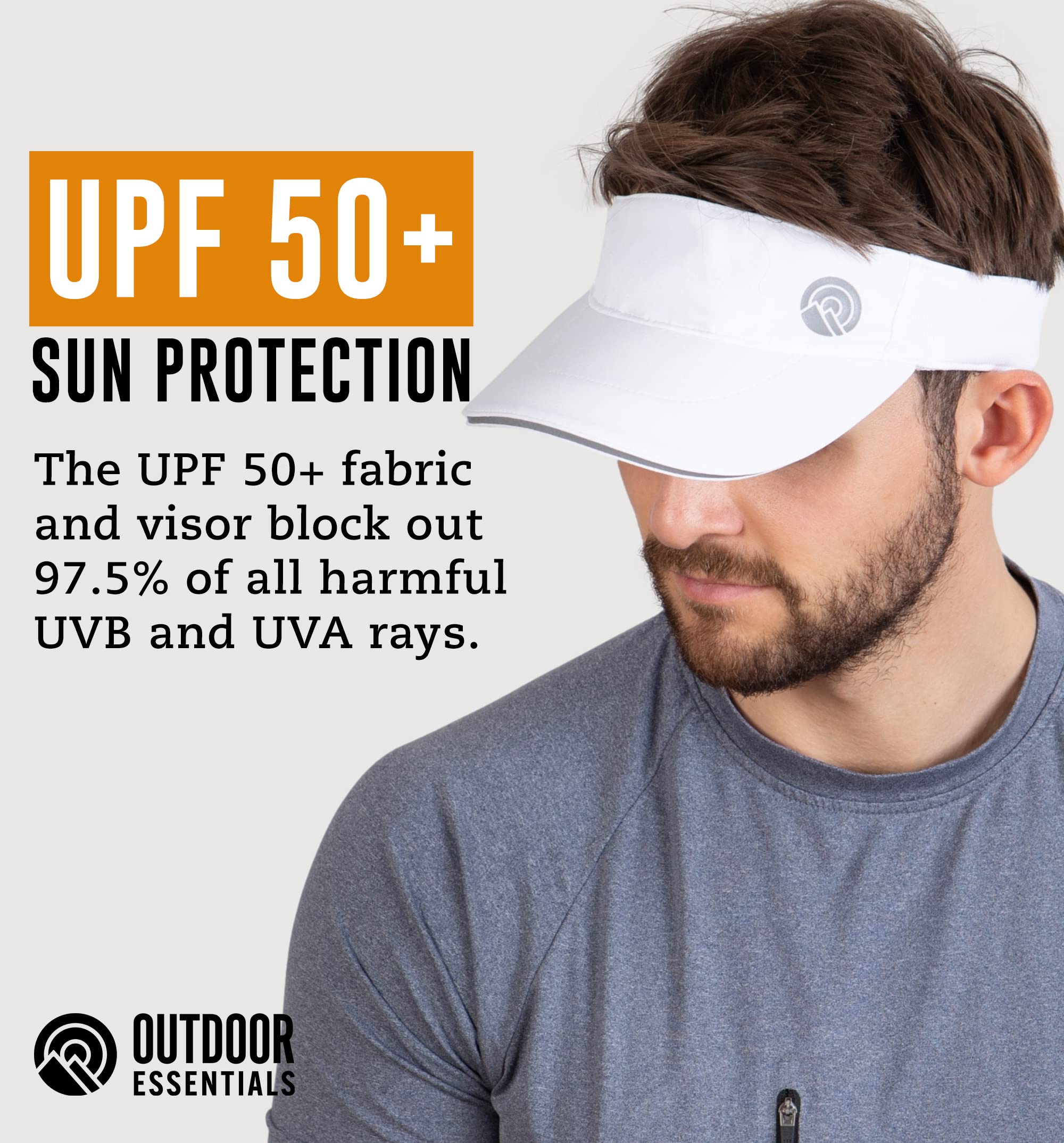 OutdoorEssentials Sun Visor Hat for Women & Men - Womens Visor, Tennis Visor, Golf Visor - Running Visor White - White