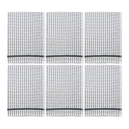Poli-Dri Cotton Tea Towel (Charcoal Gray, 6-Pack)