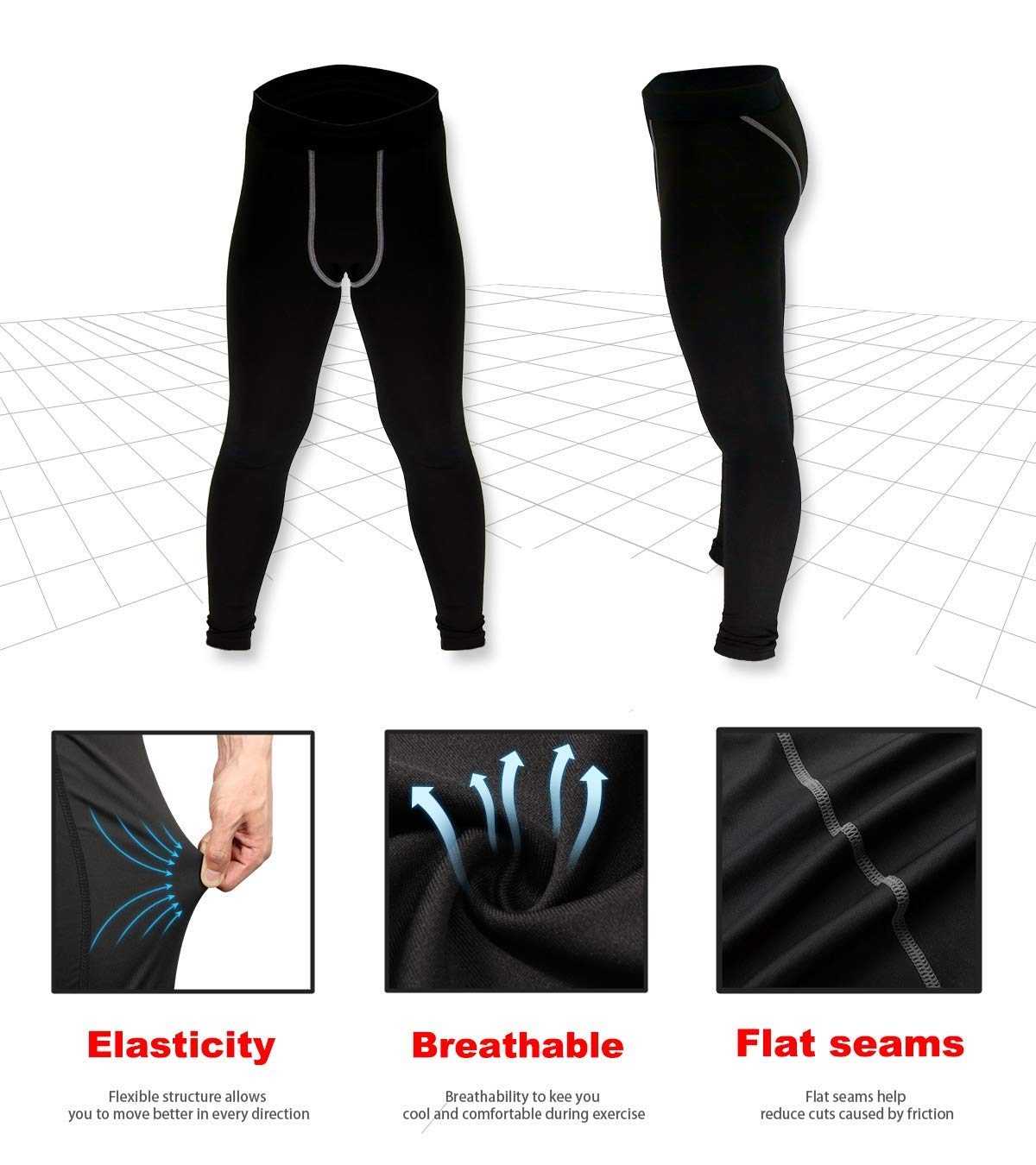 Lanbaosi Boys & Girls Sports Thermal Compression Base Layer Legging/Tights, Black, 7