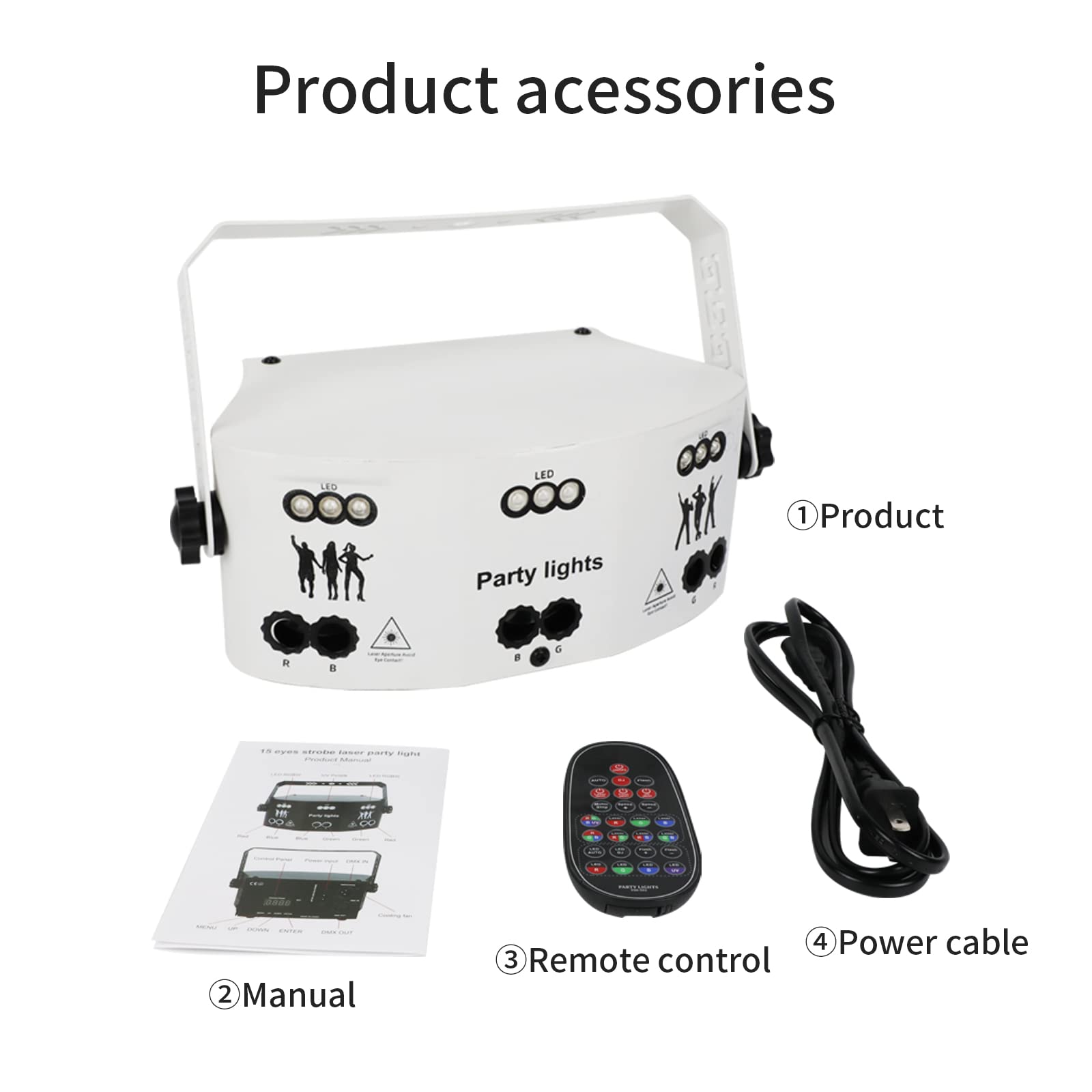 Proffessional Dj Laser Lights,15 Lens RGBUV Party Lights Dj Disco Light by DMX512 Control,Sound Activated LED Pattern Strobe Stage Lights Indoor for Parties Live Show Xmas Club Dancing