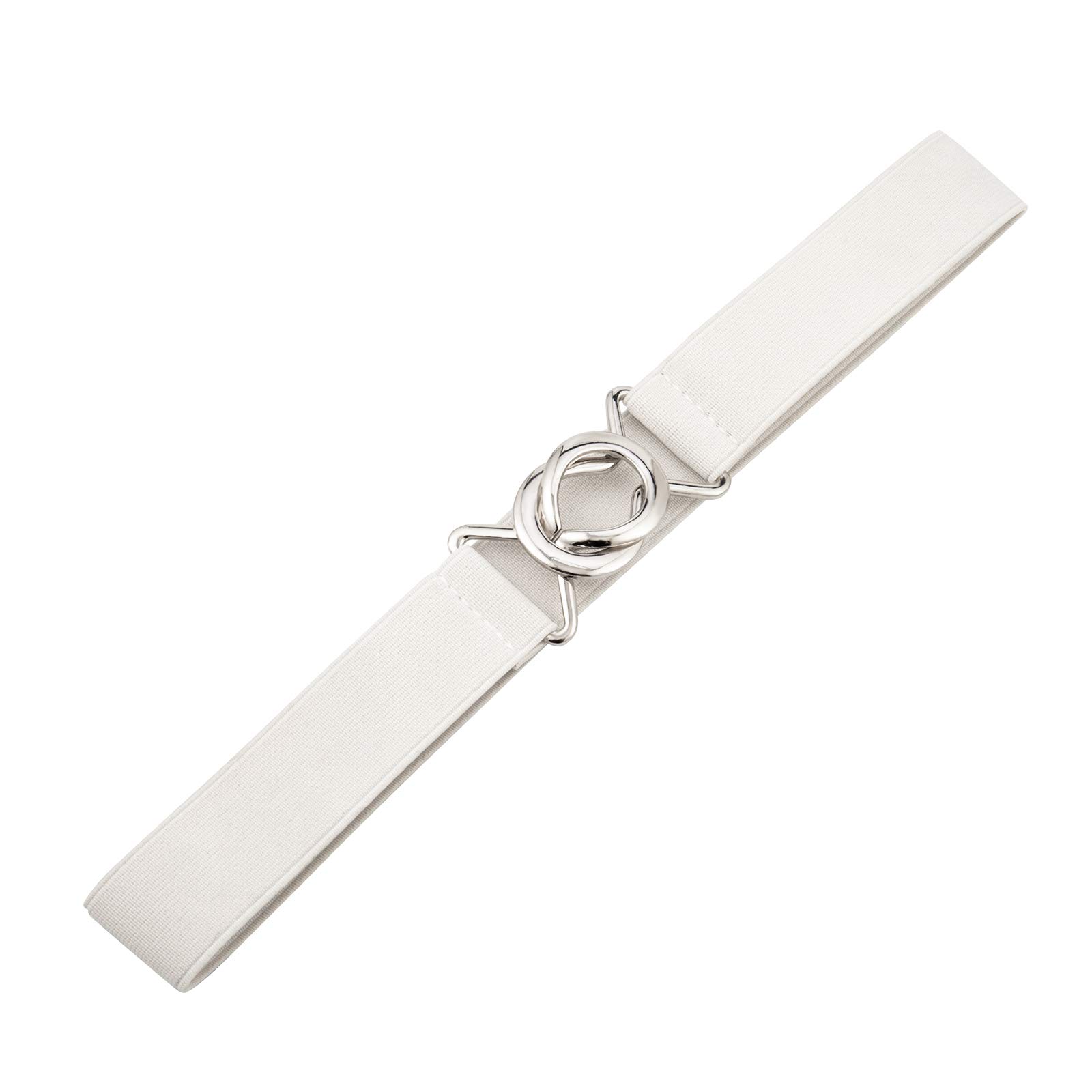 Syuer Women Stretchy Skinny Waist Belt Simple Style Elastic Belt for Jeans Dresses (L-XL (30β-36β), White)