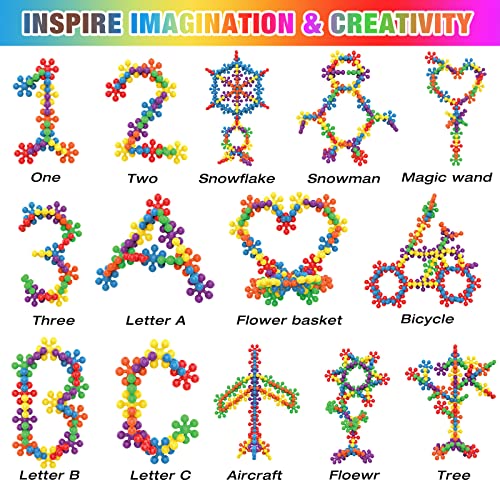 Singking 400 Pcs Building Blocks Stem Toys,Snowflake Building Blocks Set,Educational Building Interlocking Solid Plastic Toys for Preschool Kids Boys & Girls Aged 3+