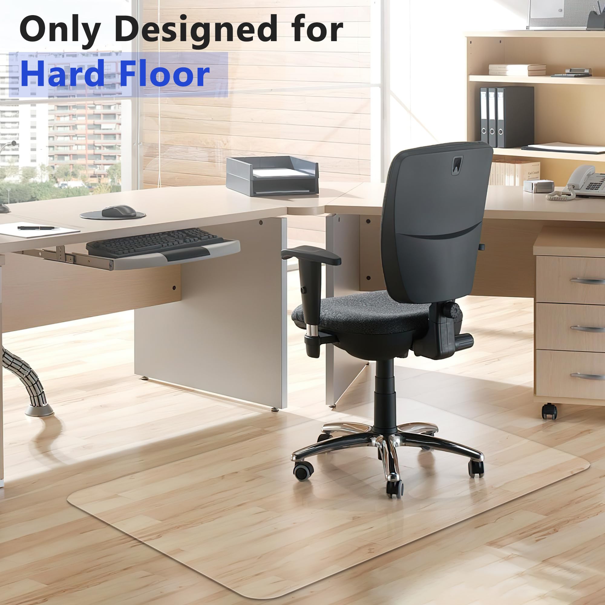 Office Chair Mat for Hardwood Floor, 36"×47" Fully Clear Desk Chair Mat for Rolling Chairs, 2mm Heavy Duty Floor Protector Mat for Home Office, Easy Glide, Flat Without Curling