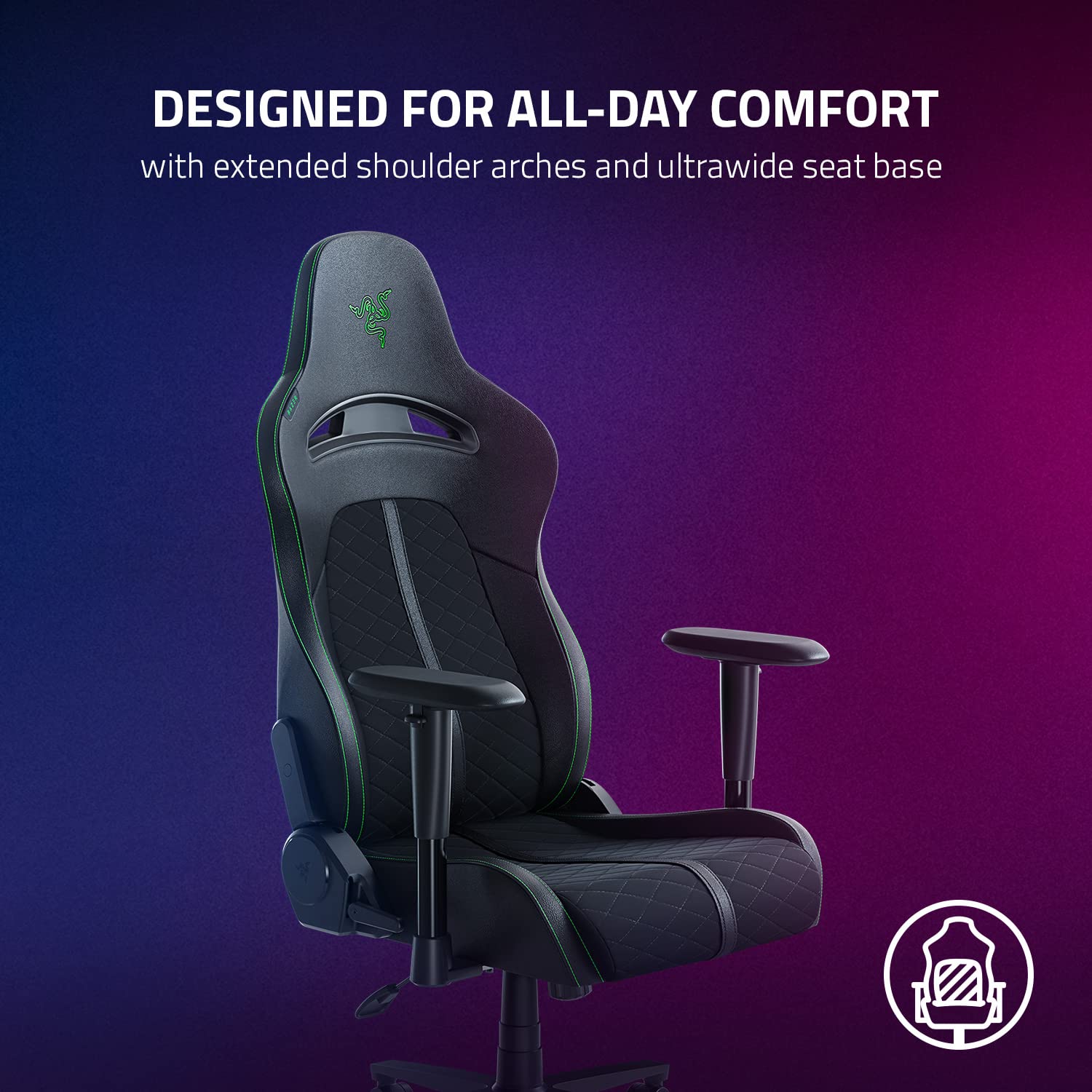 Razer Enki X PC Gaming Chair, Standard, Black/Green & Head Cushion, Black