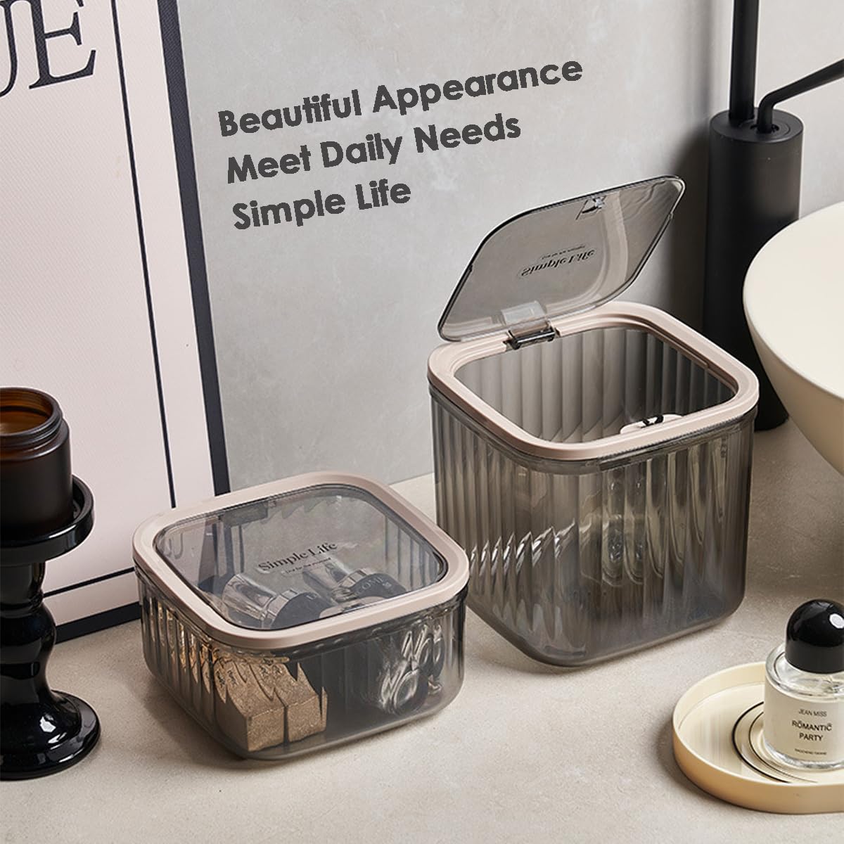 Tomonobu Mini Trash Can with Lid, Small Desktop Trash Can,Removable Small Garbage Can, Ultimate Mini Desktop Storage Box, Tiny Trash Can for Car, Bathroom, Kitchen or Bedroom
