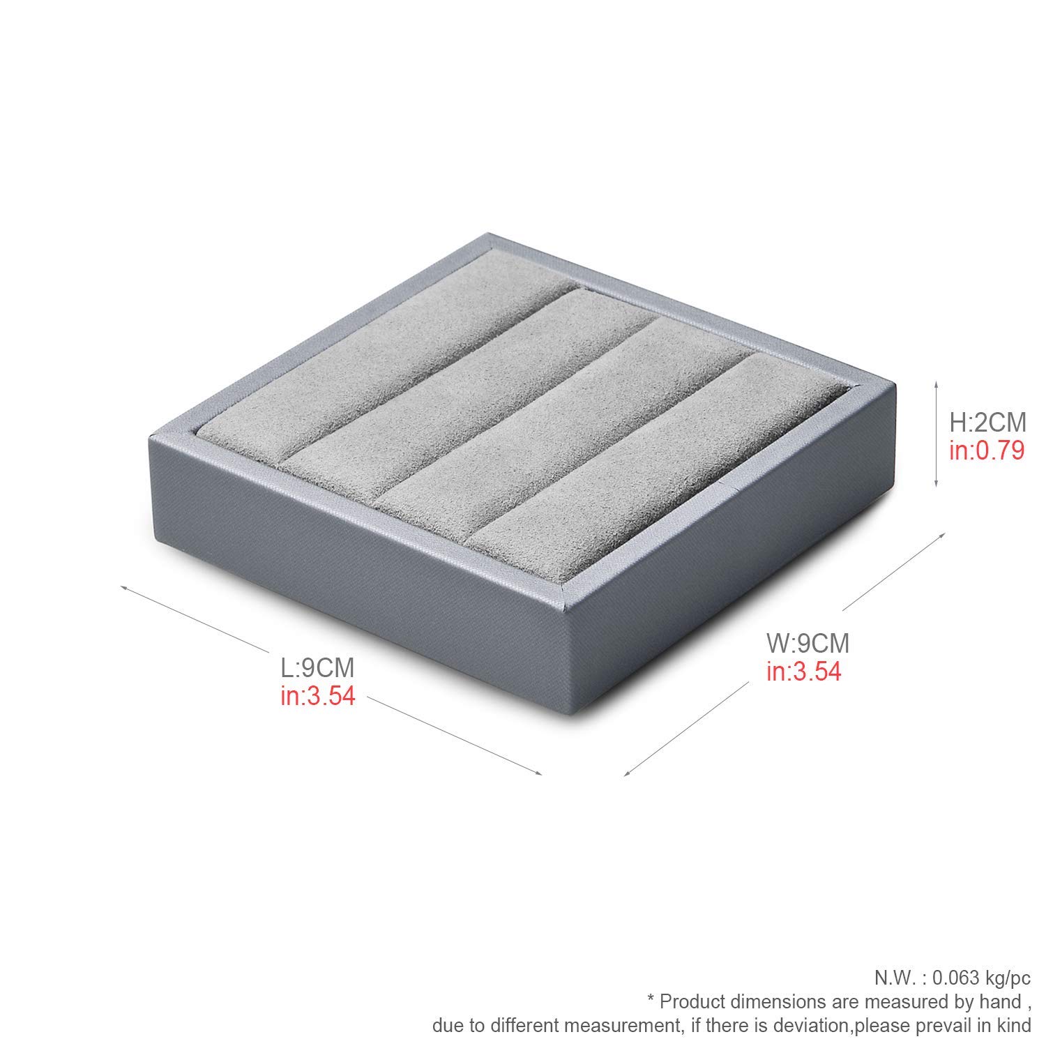 Oirlv Premium Leather Ring Display Stand Small Ring Tray Showcase Jewelry Display Rings Holder Home Organizer(Light Grey)