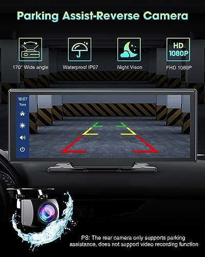 LAMTTO Wireless Car Stereo with Apple Carplay,1080P Rear Camera,9.26" Portable Touchscreen Car Play Screen for Car, Car Radio Receiver with Android Auto,GPS Navigation,Bluetooth,AirPlay, FM,Siri