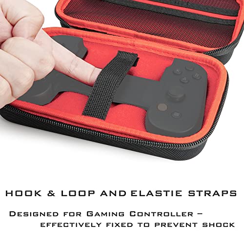 XORDING® Carrying Case Compatible with Backbone One, Nylon Hard Shell, Large Protective Carrying Case, with a Wristband, Keychain and net Pocket for Accessories (Black/Red)