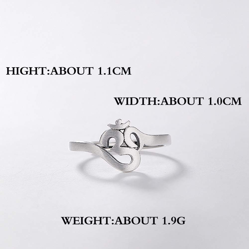 LOVECOM Real 925 Sterling Silver Buddhism Scripture Open Stacking Rings for Women Vintage Statement Fashion Creative Design Jewelry Gifts