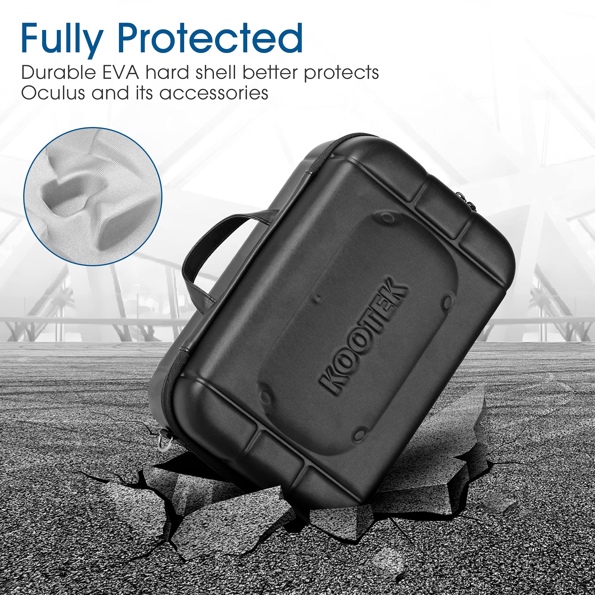 Kootek Carrying Travel Case for Oculus Quest 2 & 1 Compatible with VR Gaming Headset, Shockproof Storage Bag for VR Accessories, Includes Adjustable Shoulder Strap, Lens Protection Cover