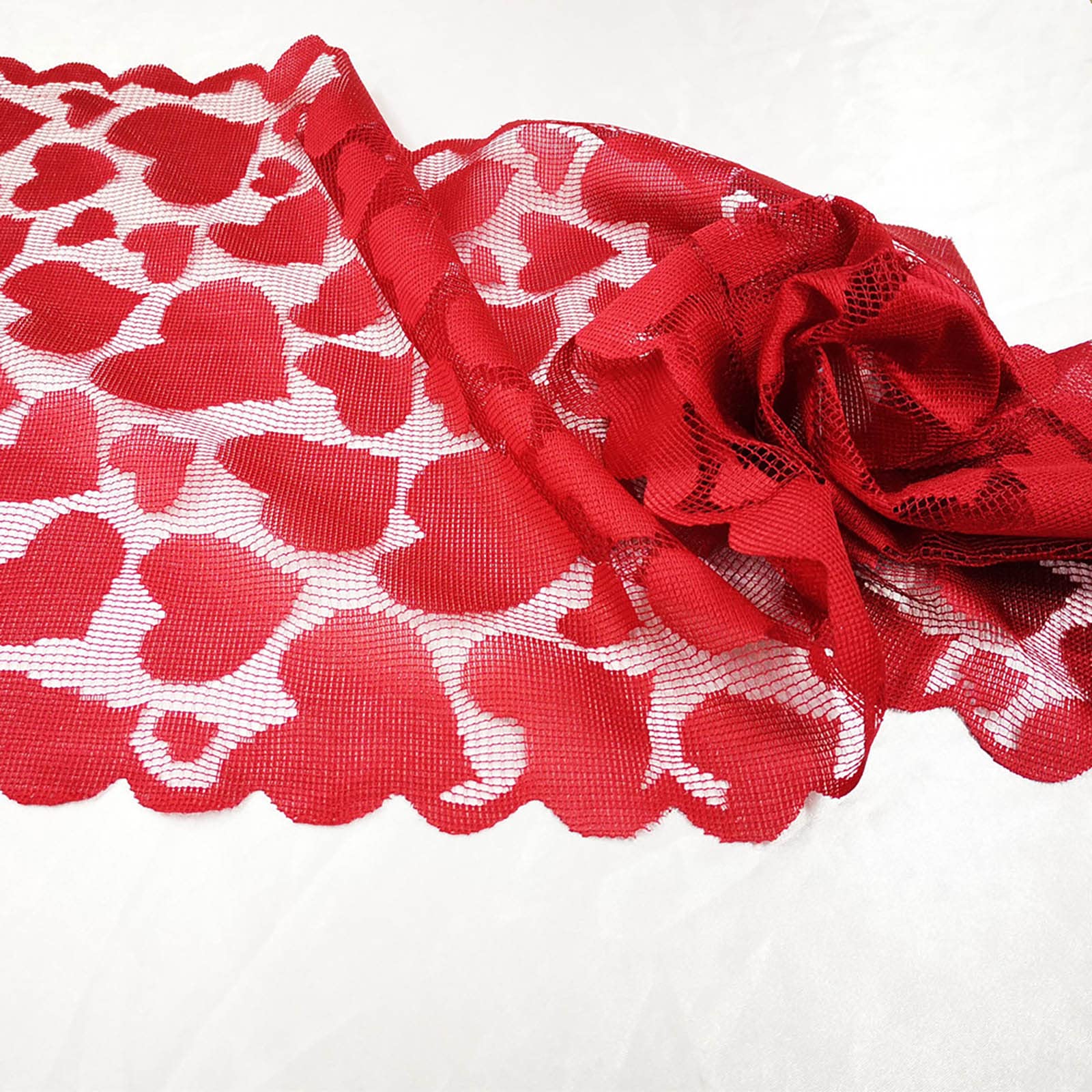 Tablecloth Factory Valentine's Day Love Table Flag Red Love Lace Table Flag Family Table Decoration Table Flag Valentine's Day Table Flag Paper Table Cover Roll (Red, One Size)