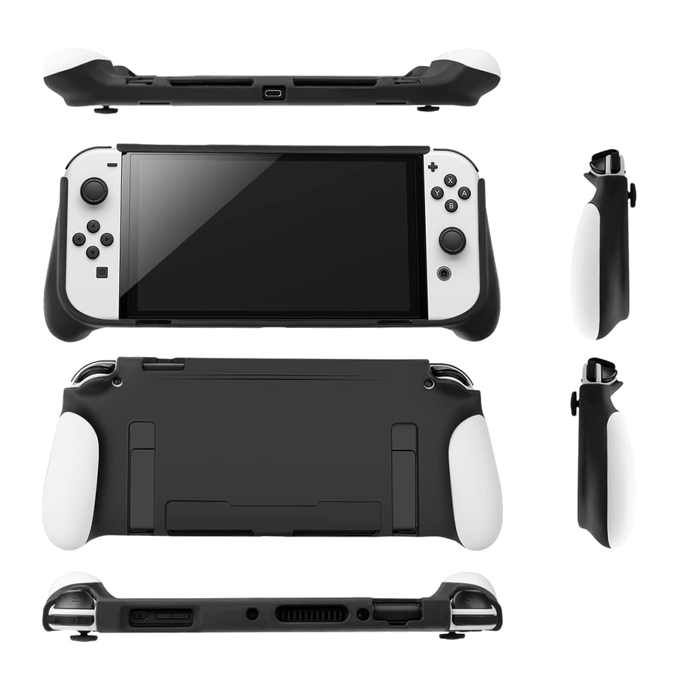 Protective Case for Switch OLED(Not Fit in OLED Dock),Switch OLED Hand Grip Cover Case,Ergonomic Silicone Grip with Soft TPU for Switch OLED,Switch OLED Handheld Mode Protector Case(White)