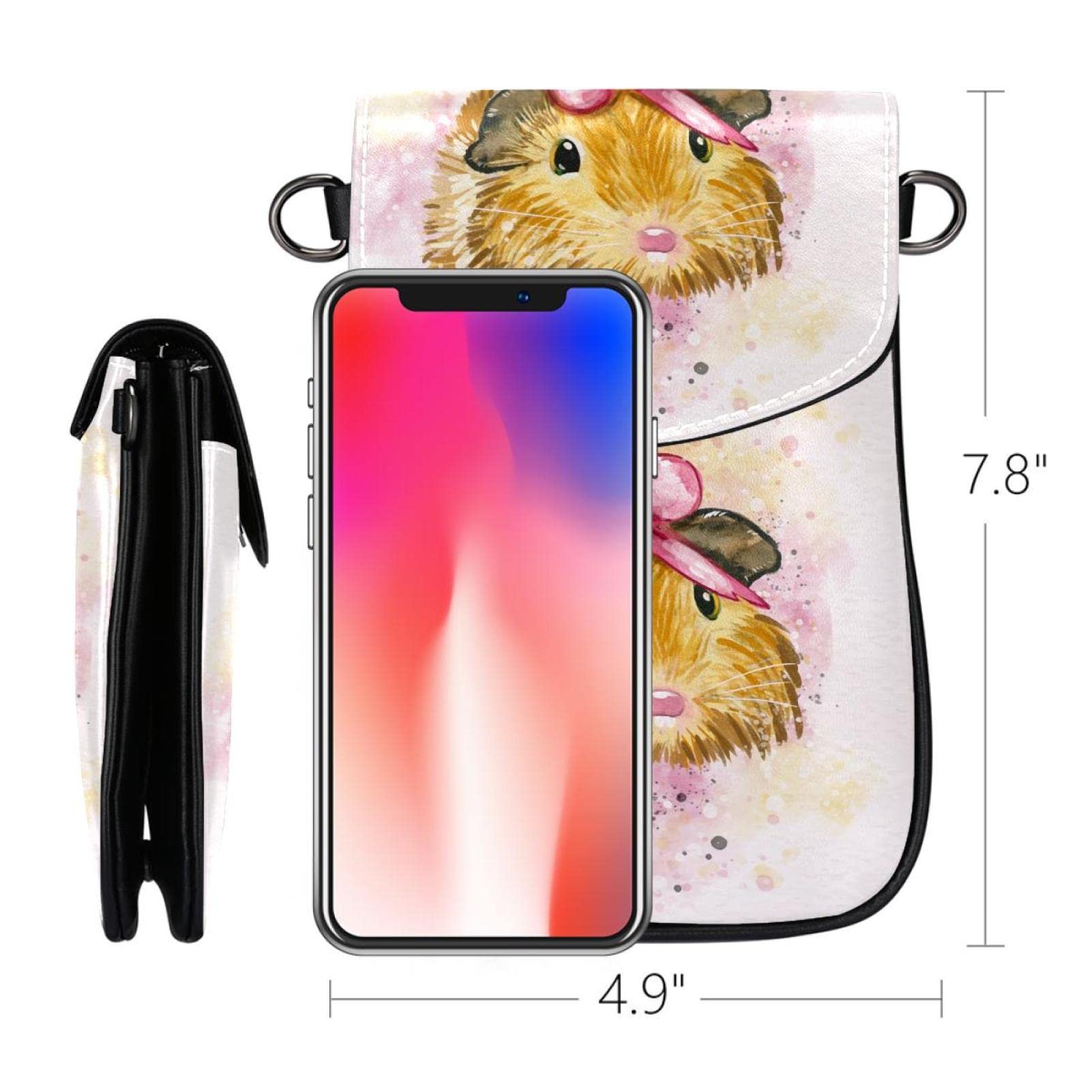 Small Crossbody Cell Phone Purse Wallet for Women Lovely Watercolor Guinea Pig-01