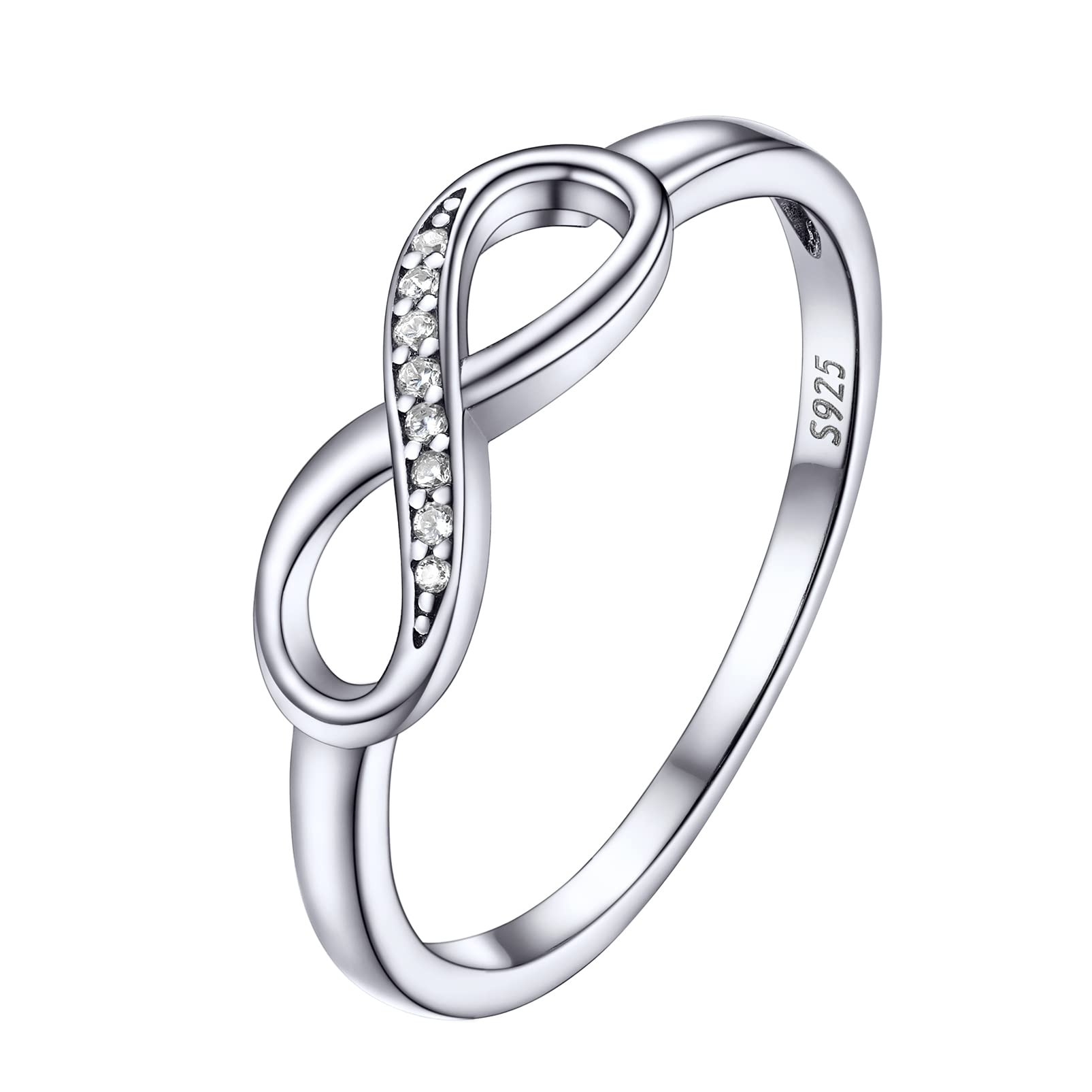 PROSILVER Womens Thumb Ring Band Size 12 Cubic Zirconia Sterling Silver Infinity Rings
