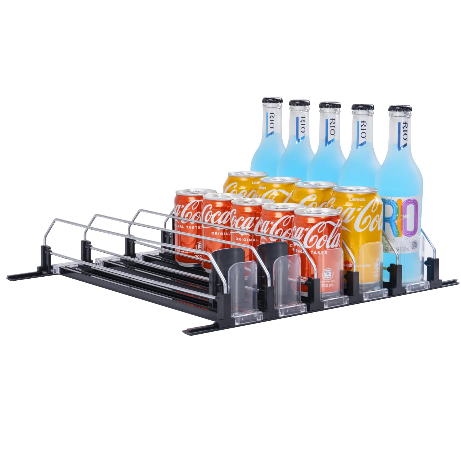 MERICARGO Drink Organizer for Fridge, Self-Pushing Soda Can Organizer for Refrigerator with Adjustable Pusher Glide, Automatic Drink Dispenser for Fridge Pantry, 5 Rows