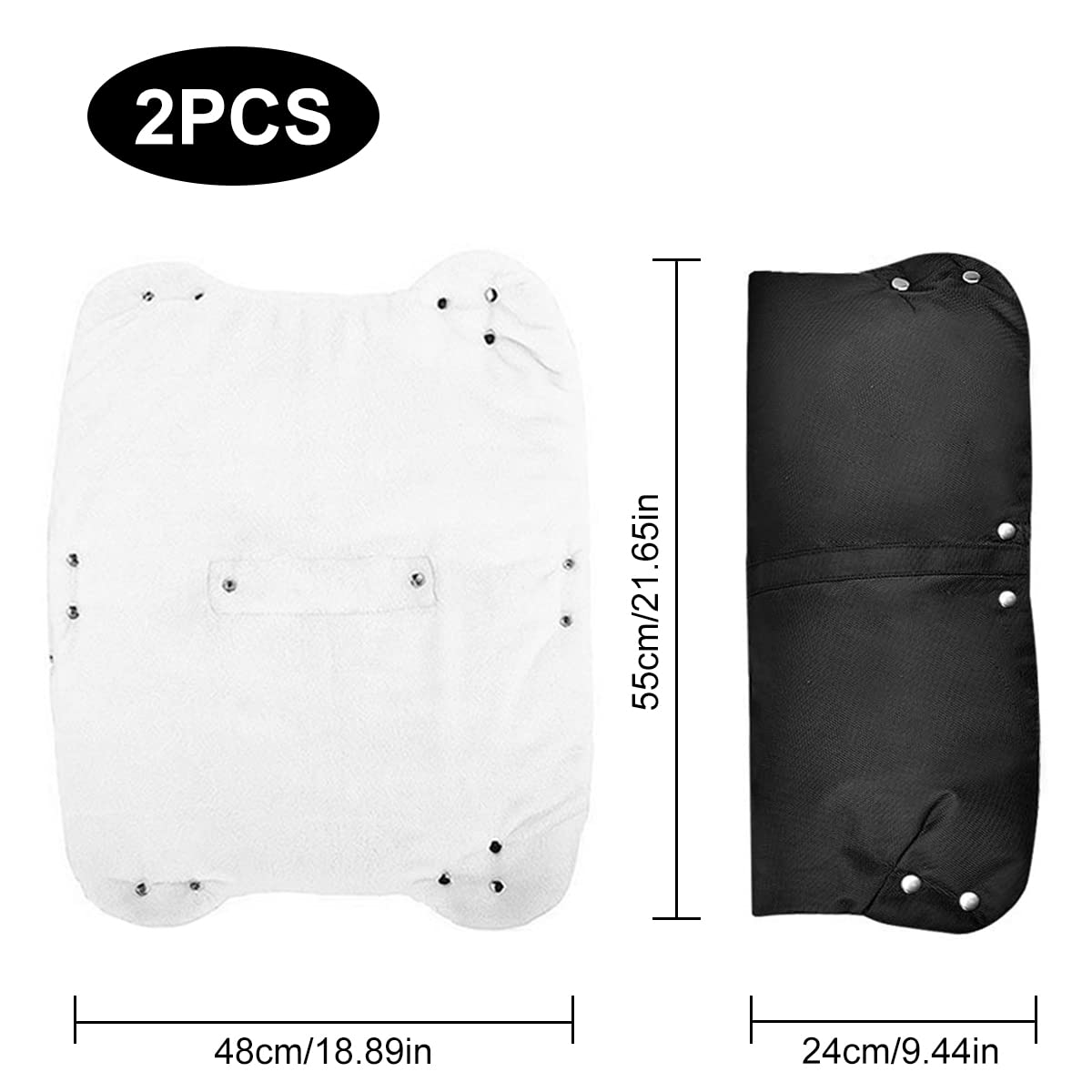 Stroller Hand Muff, 2 Pack Winter Extra Thick Pushchair Gloves Keep Warm for Parents and Caregivers in Cold Weather Anti-Freeze Windproof Snow-Proof (Black)