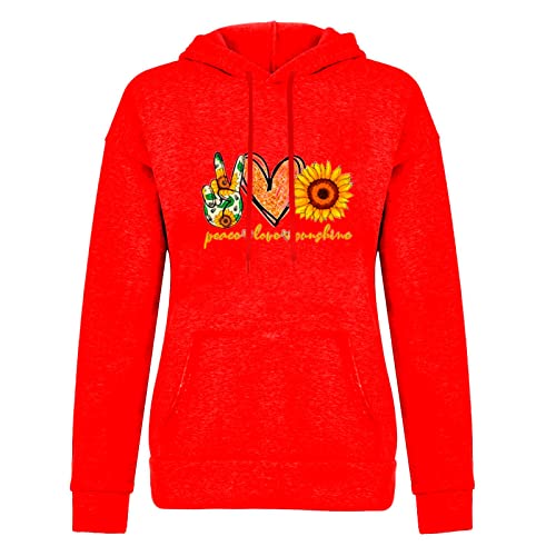 Women Hoodies With Zipper Solid Color Basic Hoodies Tunic Tops Pullovers Trendy Sweatshirt With Drawstring Outdoor Hoodies Red