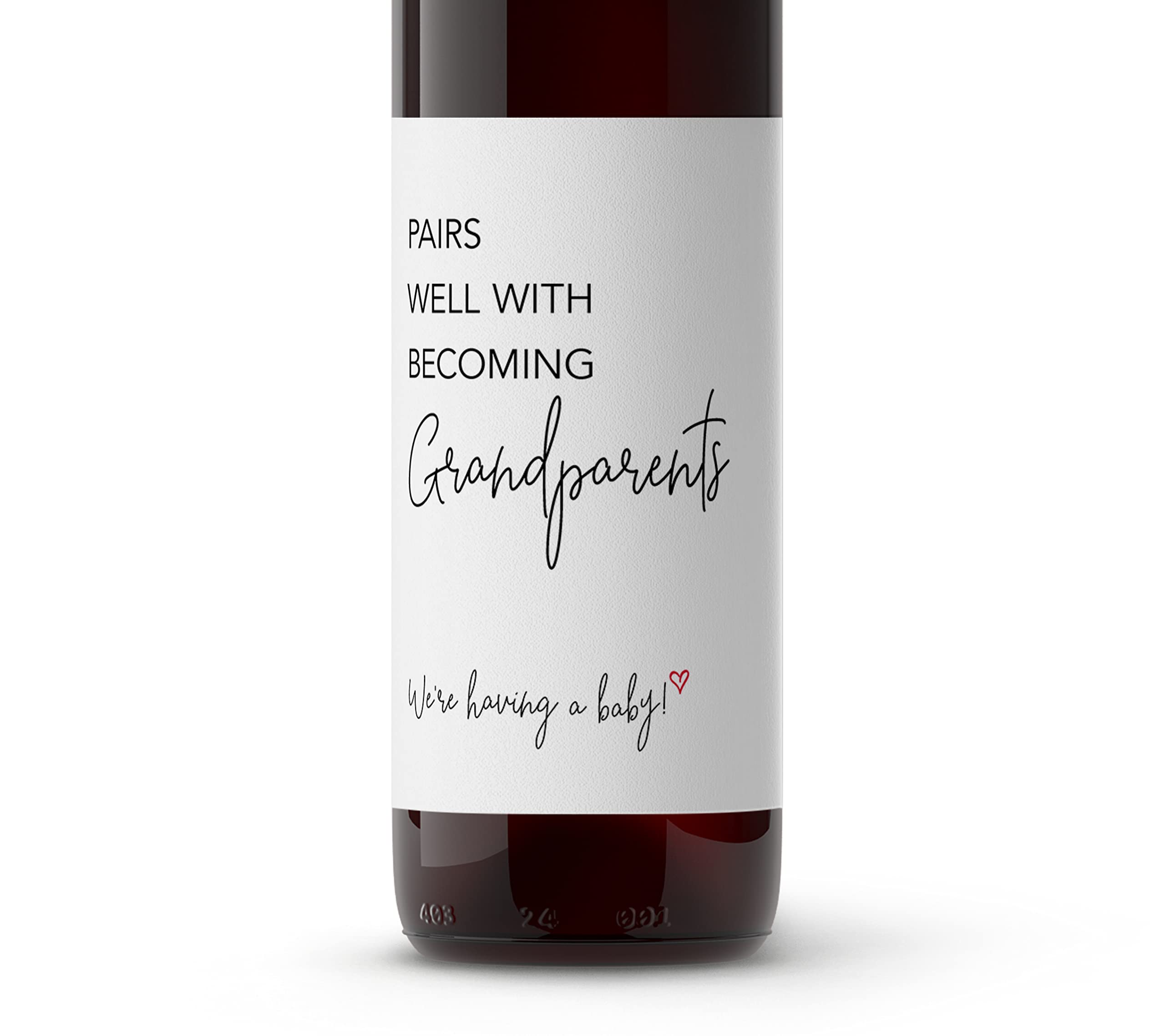 Pairs Well With Becoming Grandparents Wine Labels ● SET of 4 ● GENDER NEUTRAL Pregnancy Announcement Wine Labels, Baby Announcement Label, Pregnancy Reveal, Alternative to Card WATERPROOF A200-4P