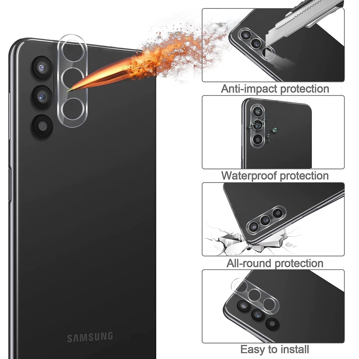 Zeking [2+2 Pack for Samsung Galaxy A14 5G Privacy Tempered Glass Screen Protector and Camera Lens Protector, Anti-Spy [Anti-Scratch] HD Clarity 9H Hardness [Bubble Free]