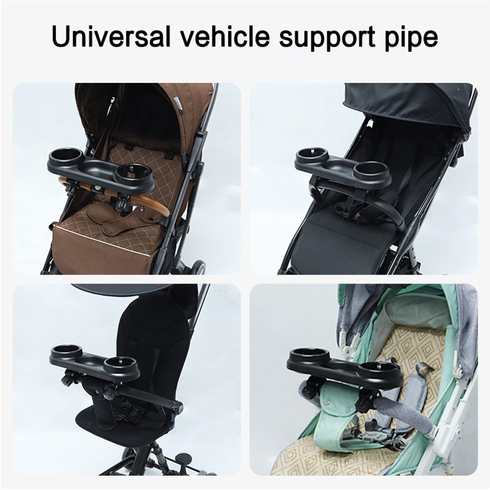 Stroller Snack Tray with 2 Stroller Cup Holder Positions, Stroller Child Snack Tray Universal Fits Most Types of Strollers with Armrests, Universal Stroller Snack Tray Attachment for Travel(Black)