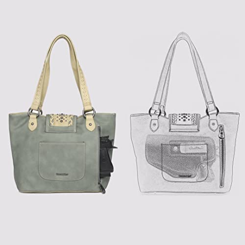 Montana West Buckle Collection Western Bag Concealed Carry Totes for Women with Wallet Set MW1107G-8317GN+W