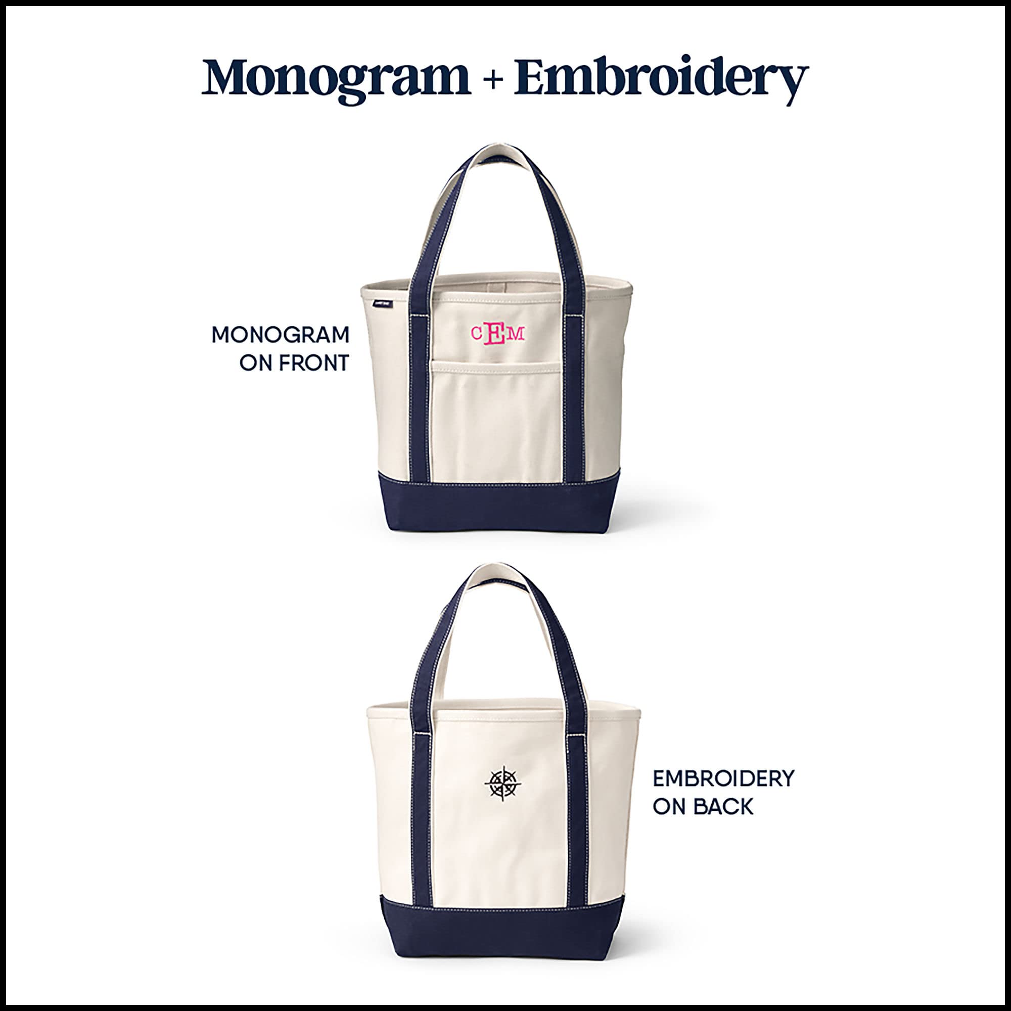 Lands' End Natural Zip Top Canvas Tote Bag Natural/blackberry No SzLarge