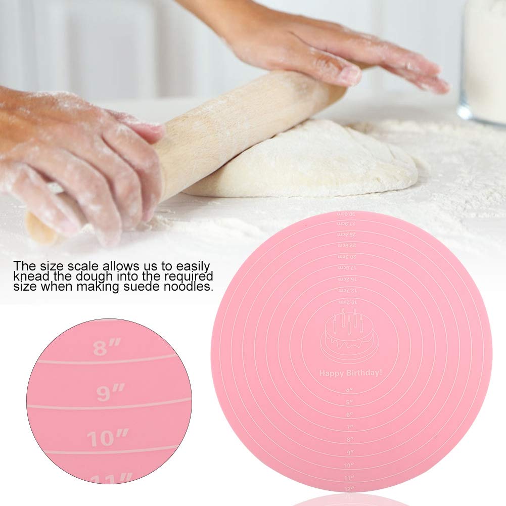 Silicone Baking Mat, Heat Resistant Cooking Bakeware Mat Non Stick Pastry Mat Silicone Baking Mat with Measurements for Rolling Dough, Pink