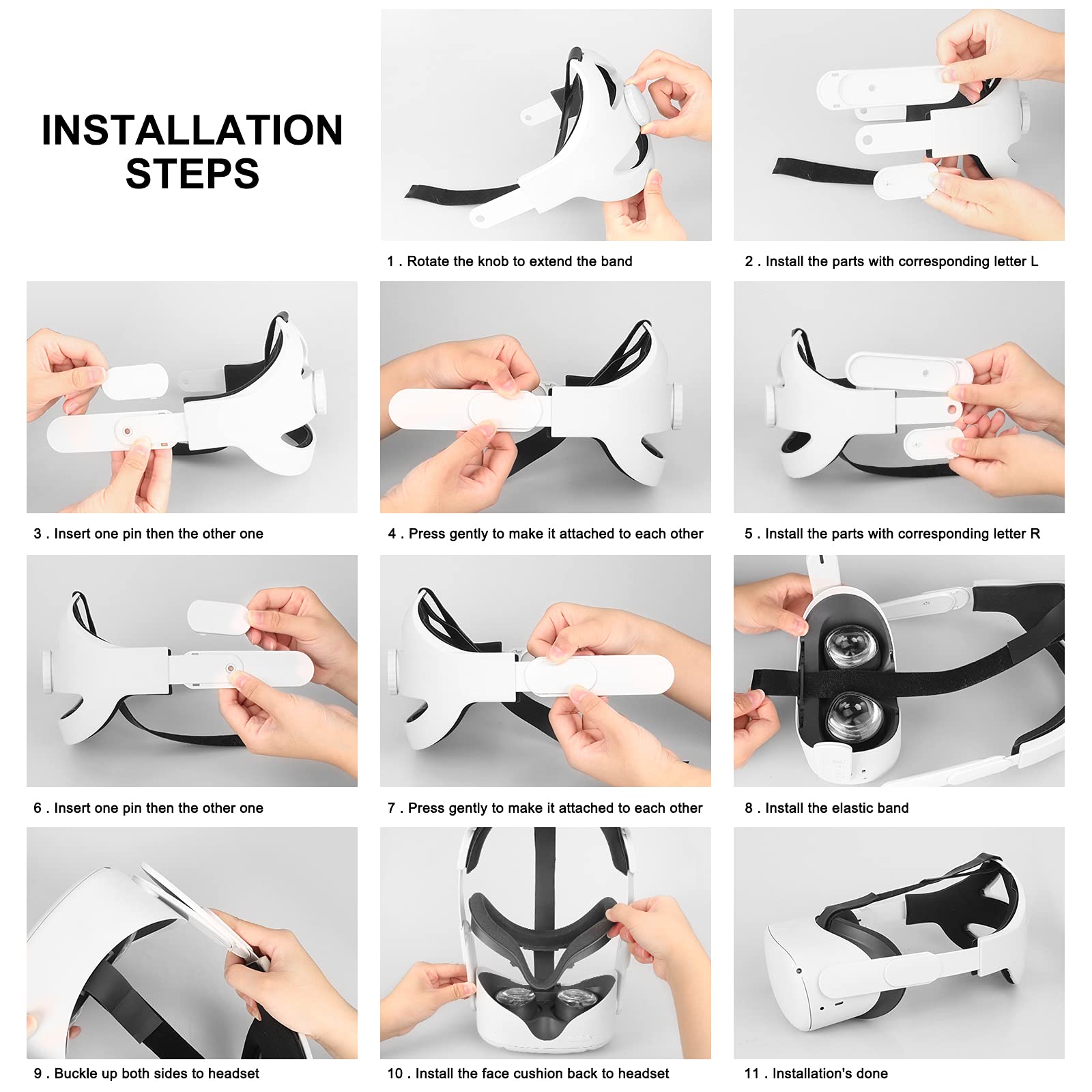 MASiKEN Adjustable Head Strap for Meta/Oculus Quest 2 Headset, Comfort Headband with Foam Cushion, Elite Strap Replacement Reduce Face Pressure, Design Balance Weight (White)