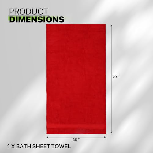 Magshion Extra Large Cotton Bath Sheet for Bathroom Adults Oversized Quick-Dry Bath Sheet Towels Set of 2,Red