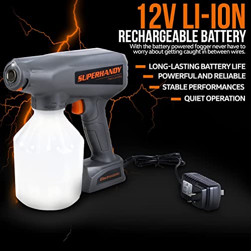 SuperHandy Disinfecting Nano Electrostatic ULV Sprayer Handheld Portable Cordless 34oz Capacity 12V Lithium Ion Powered Sanitizer Disinfectant Odor Eliminator Outdoor Plant Repellent Control