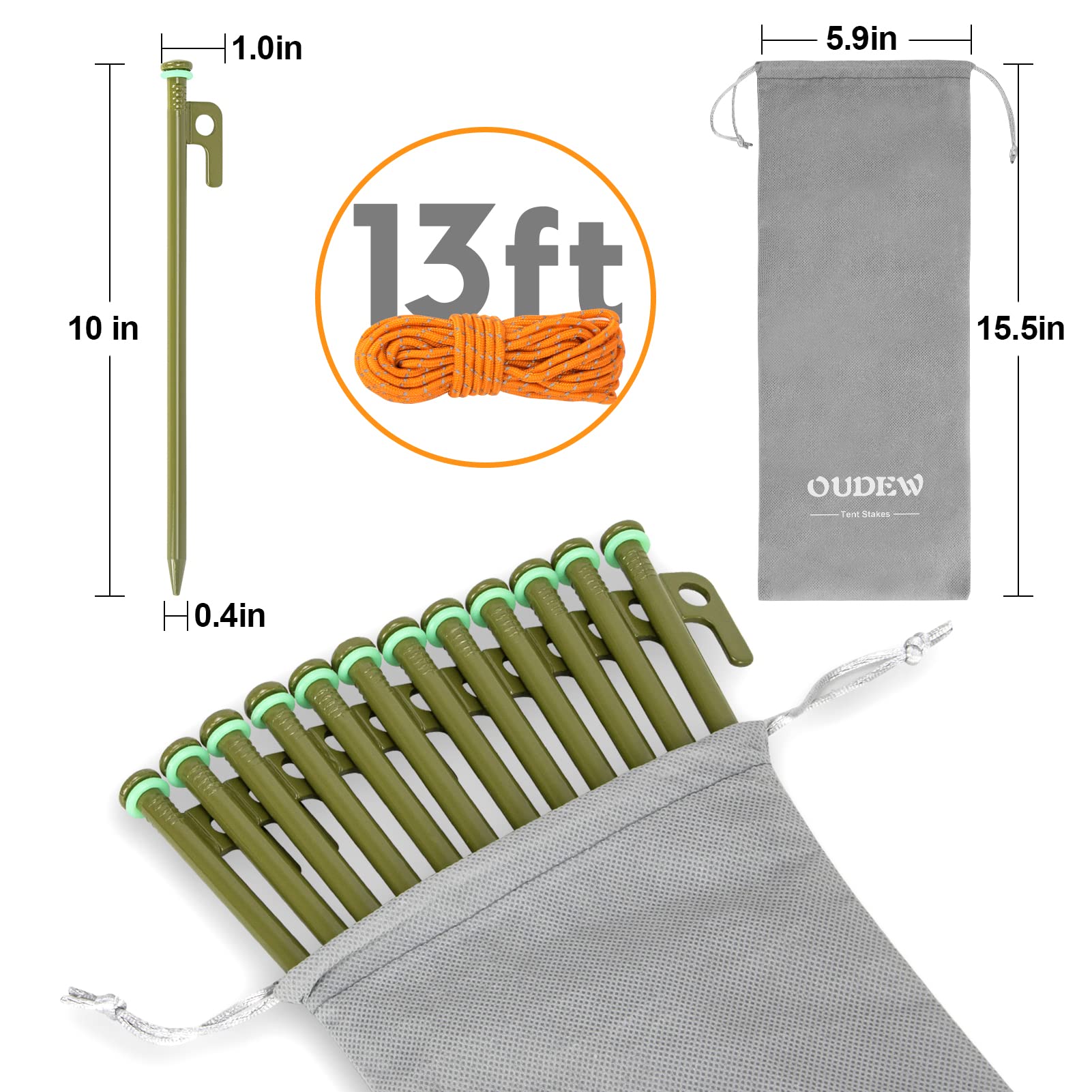 OUDEW Camping Hammer 10 Inch with Hard and Strong Brass Hammer Head and Comfortable Beech Wood Handle,Brass Tent Stake Hammer with Tent Stakes Remover