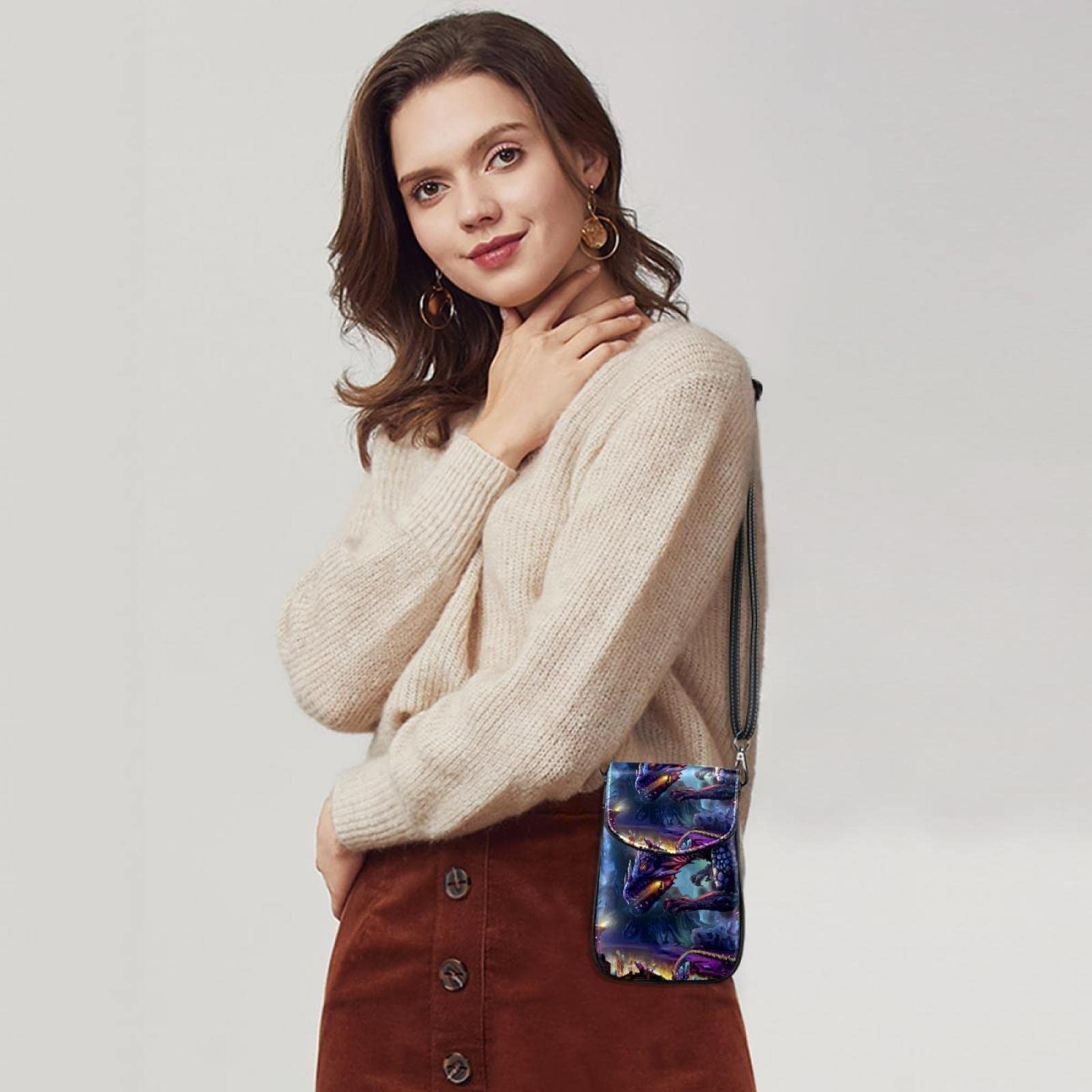 Small Crossbody Bag Purple Dragon Cell Phone Purse Wallet
