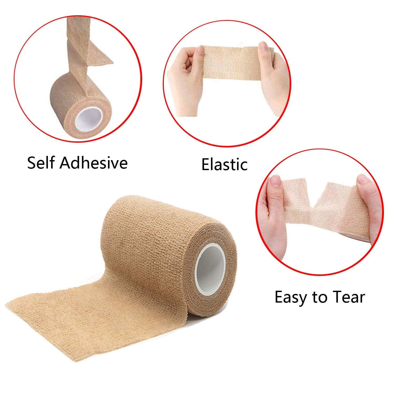 KISEER 15 Pack 2 Inch x 5 Yards Self Adhesive Bandage Breathable Cohesive Bandage Wrap Rolls Elastic Self-Adherent Tape for Stretch Athletic, Sports, Wrist, Ankle