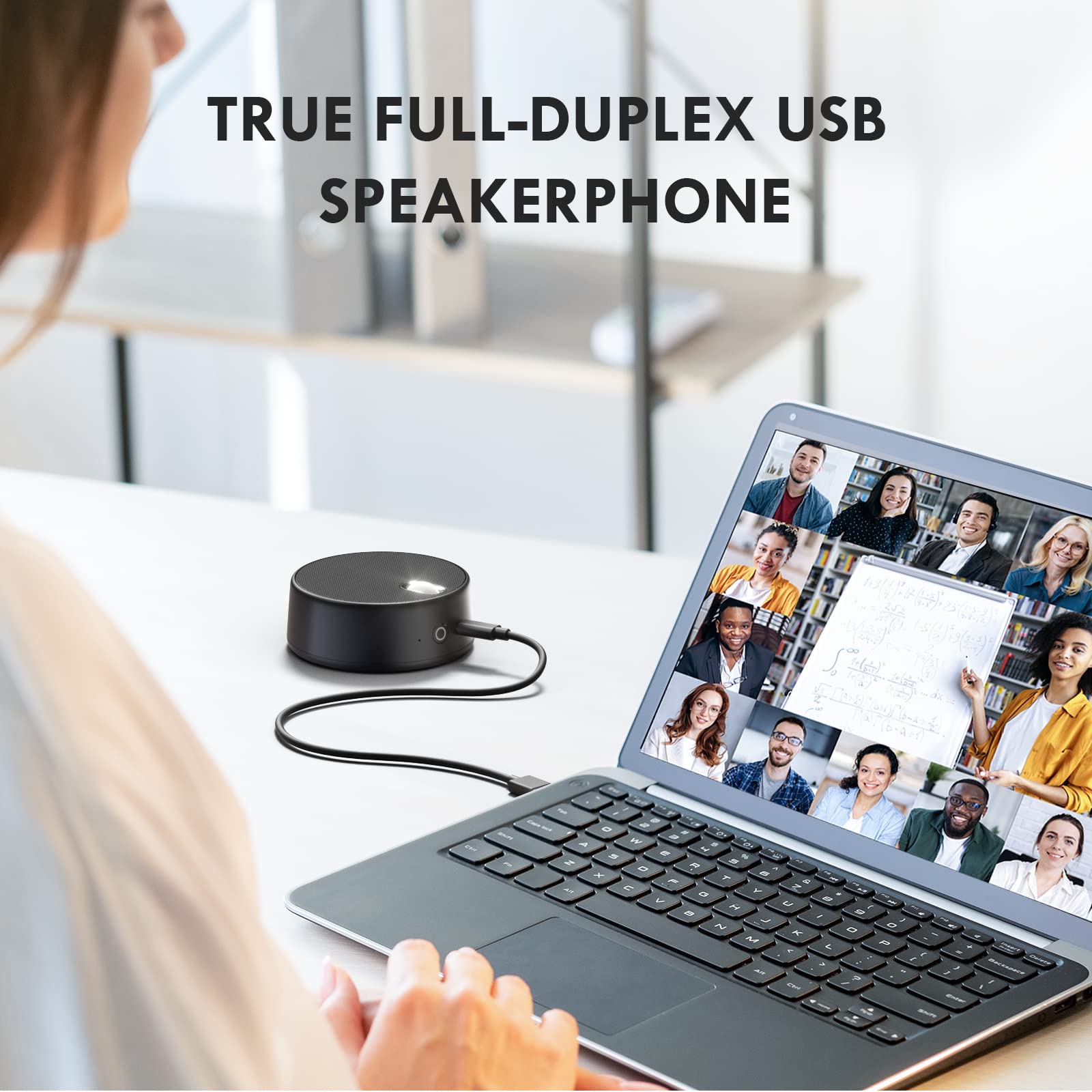 USB Computer Speakers, PC Speaker for Desktop, 360° Omnidirectional Mic Pick Up Voice, 3 Sound Modes, Noise Cancelling Speakers with Microphone for Video Meeting, Skype, Gaming, Zoom, Plug & Play