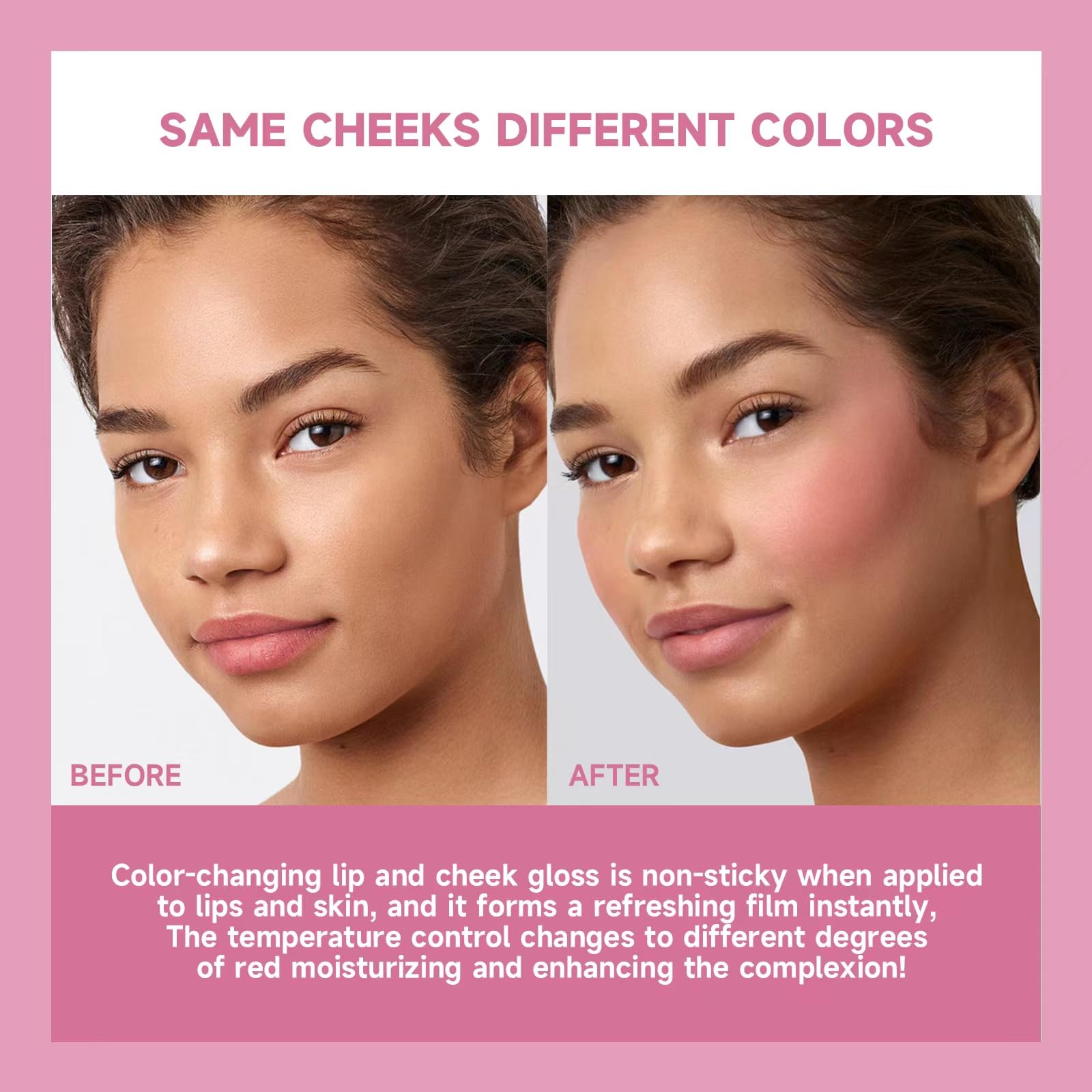 NewBang Moisturizing Blush Rouge Color Changing Liquid Blush Oil for Cheek and Lips Tint Rubor Lip Gloss Multi Use Transparent Magic Ph Blusher Clear Blusher Gel Waterproof Glossy Shiny Finish Makeup