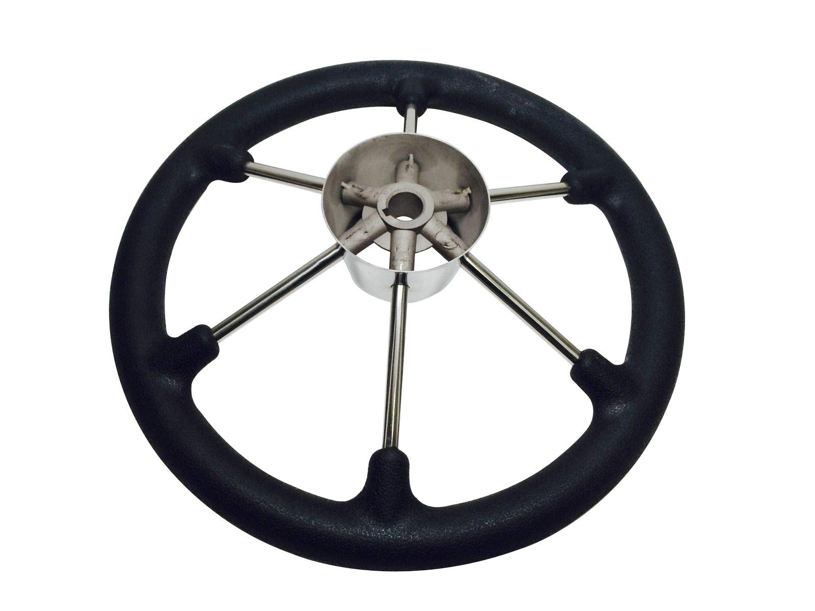 Marine Boat SS304 Steering Wheel with Black Sleeve 6 Spoke 15 1/2"