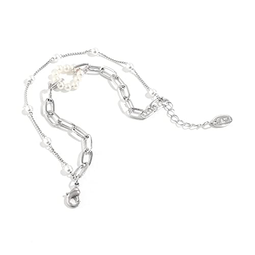 Small design, pearl bracelet, female double layer, pastoral fashion, versatile bracelet (golden)