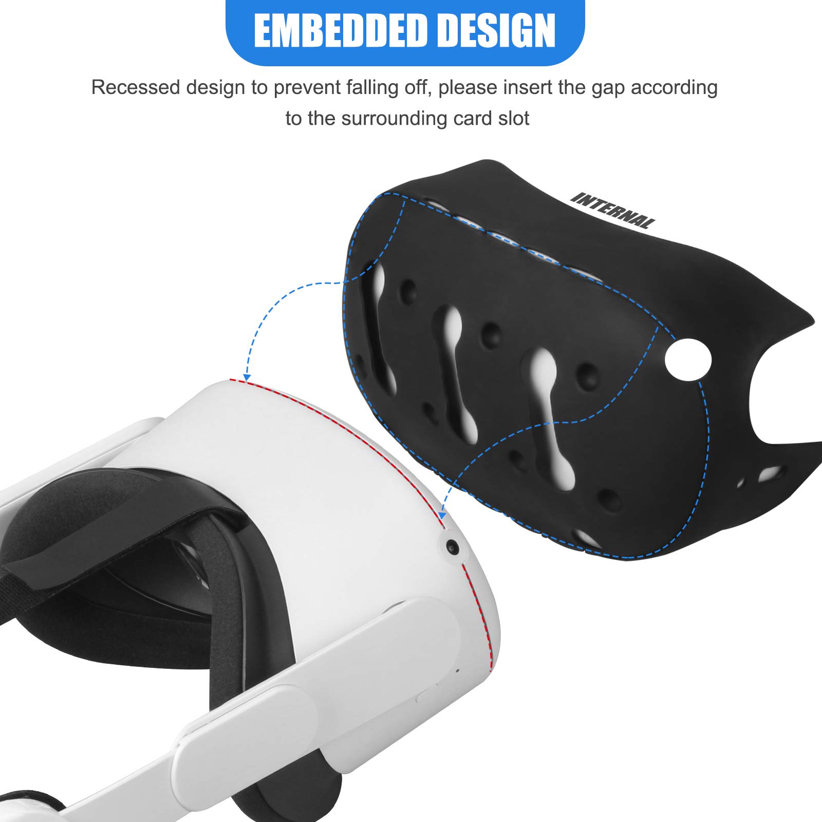 MASiKEN Silicone VR Front Cover for Oculus Quest 2, Premium Protection Shell Cap, Glasses Head Protect Replacement Accessories, Prevent Damage, Heat Dissipation and Lightness (Black)