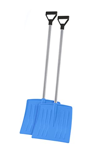 Superio Kids Snow Shovel Plastic Heavy Duty Snow Shovel for Snow Removal, Small Kids Shovel Snow Fun, Sturdy Wooden Handle, 35" Height, 12" Blade (2, Blue)