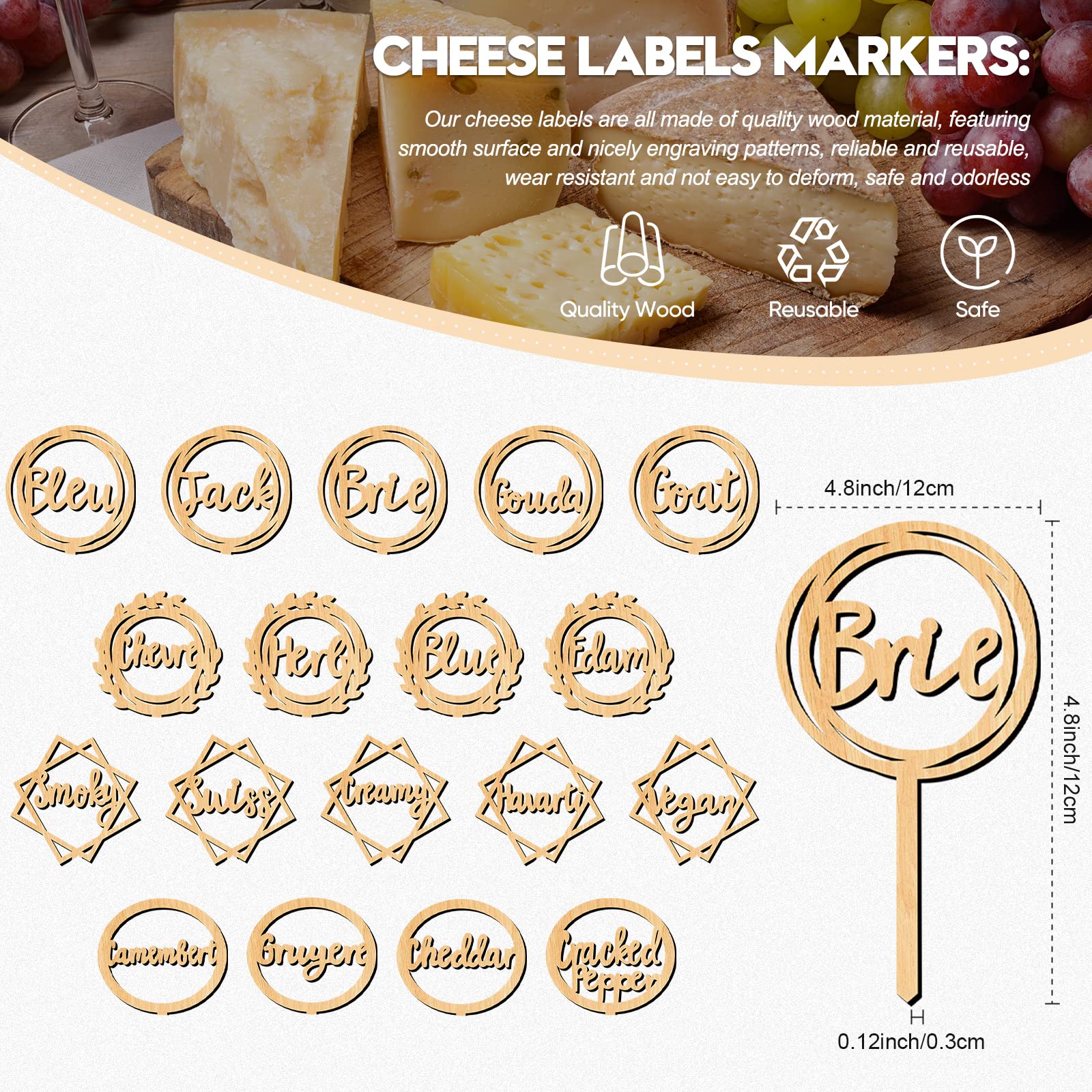 Yetene 30 Pieces Cheese Spreader Charcuterie Accessories Labels Markers for Board Butter Knife Stainless Steel Mini Serving Spoons and Forks Wedding Birthday, Silver, one size