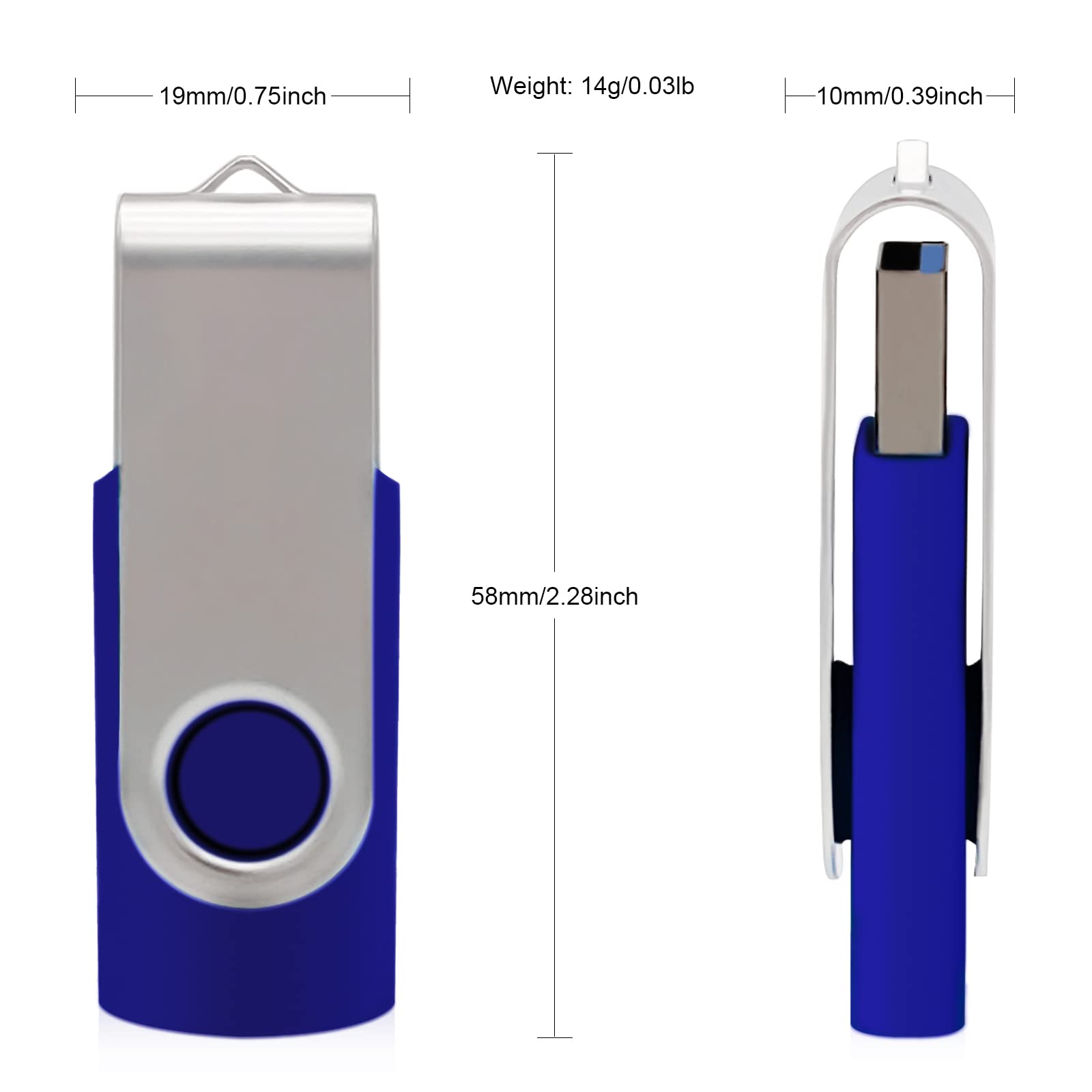 USB Flash Drive, 64g USB Memory Stick- Portable Swivel Dumb Drive High Speed Up for Laptop Tablets(Blue)