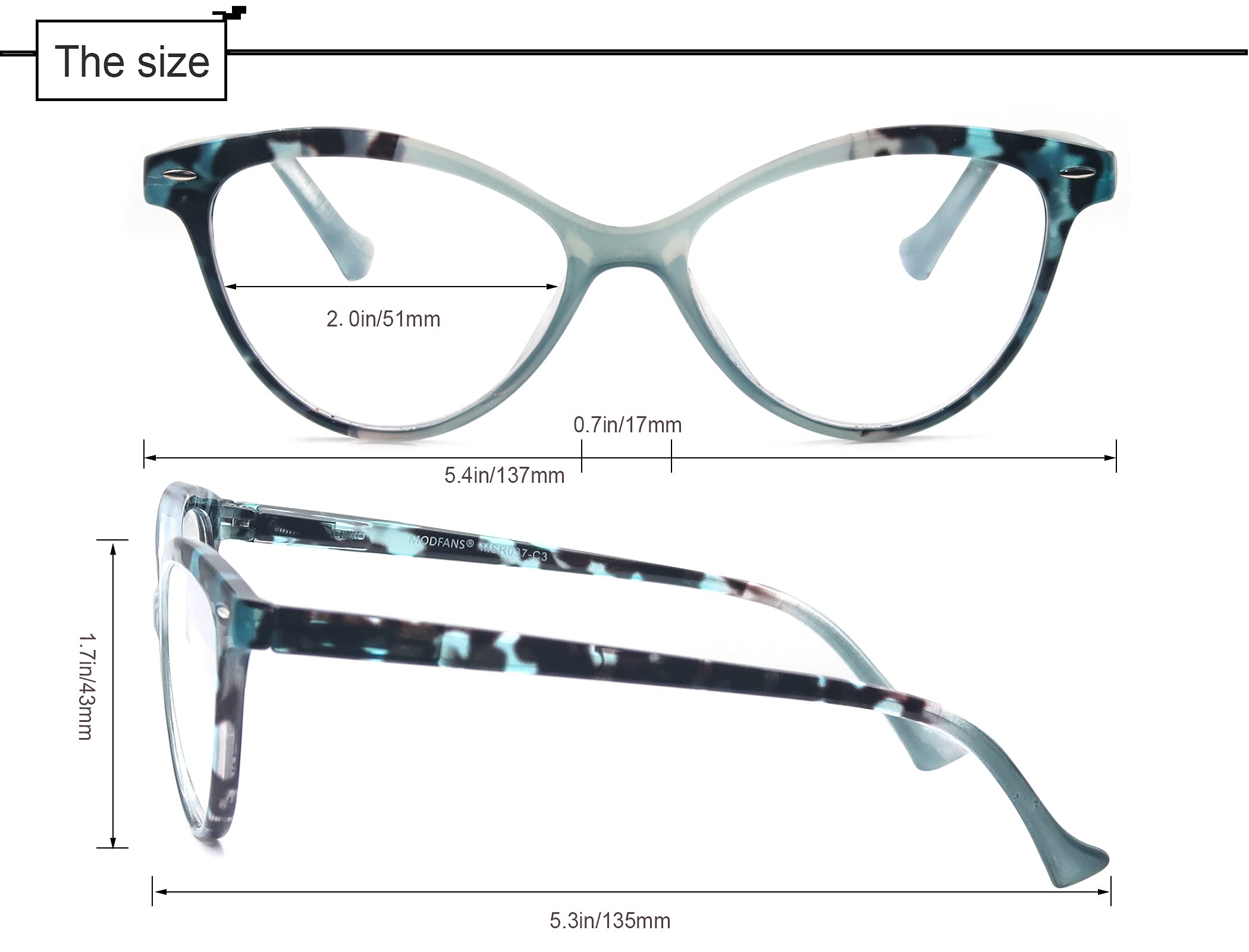 MODFANS 4 Pack Cat Eye 1.5 Reading Glasses for Women,Fashion Ladies Design Comfortable Spring Hinge Stylish 4 Pair Women Readers with 4 Pouch