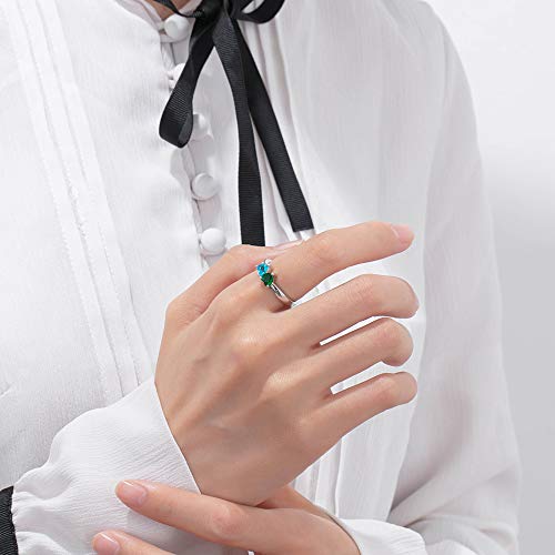 Nauchild Personalized Womens Ring with 2 Heart Shape Birthstones and 2 Names 925 Sterling Silver Rings for Mother/Wife (7)