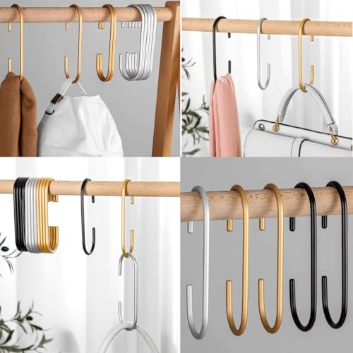 ZAAWUUT 6 Inch Metal C-Shaped Hook,8-Pack Large Closet Organizer Hooks,Aluminium Alloy Lightweight Hanger Hooks for Pot Rack,Closet Rod,Towel Bar
