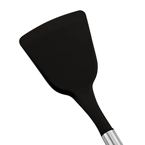 Kitchen Cooking Utensils Set, Non-Stick Silicone Essential Kitchen Accessories, 13 piece Cookware Gadgets with Spatulas, Spoons, Soup Ladle, whisk, Tongs, Pasta Server, Egg Brush (Black)