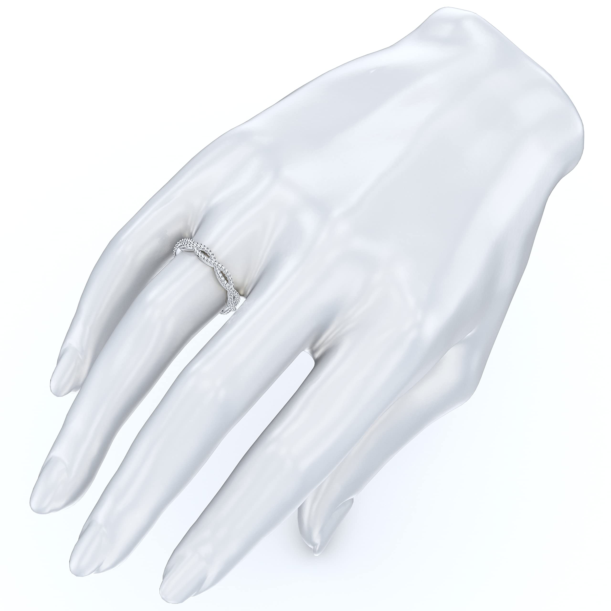 PRSTANI Solid 10K White Gold Infinity Twist Rope Wedding Band For Women Bridal Ring (7.5)